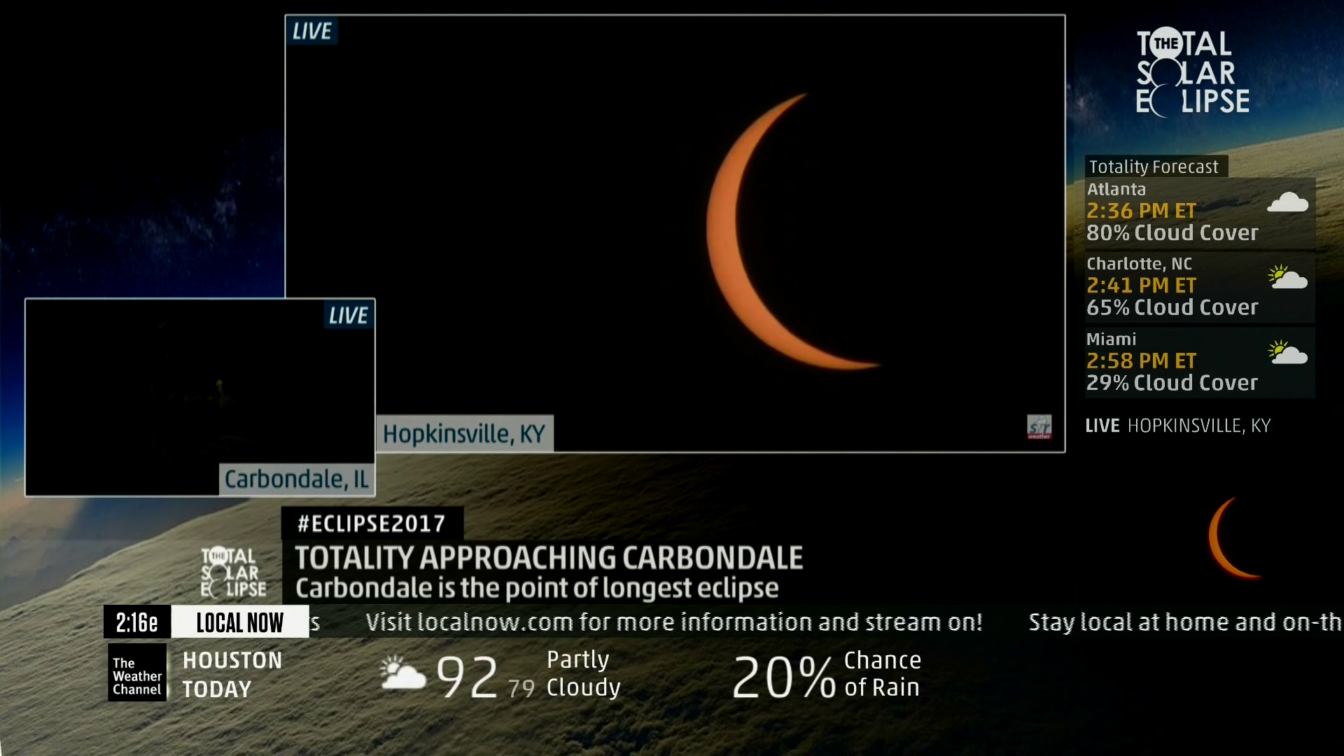 Total Eclipse Hopkinsville, KY 8-21-17 - Live Severe Weather Coverage Total Eclipse Hopkinsville, KY 8-21-17 - Live Severe Weather Coverage